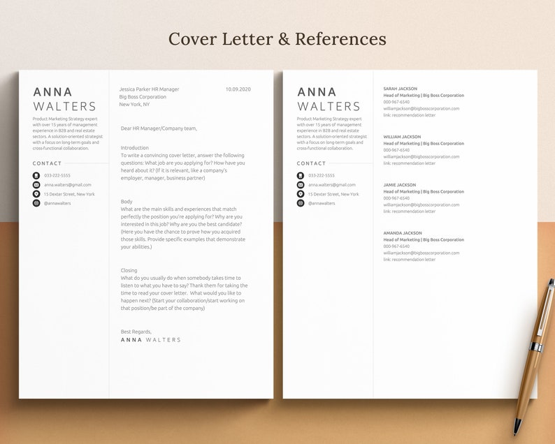 Executive Resume Template Word & Pages CV Google Docs CV | Etsy