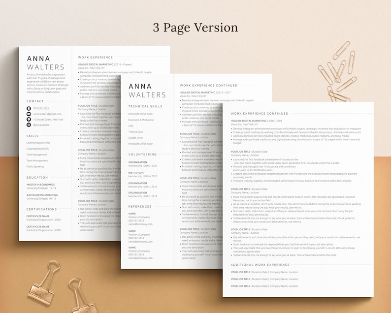 Executive Resume Template Word & Pages CV Google Docs CV | Etsy