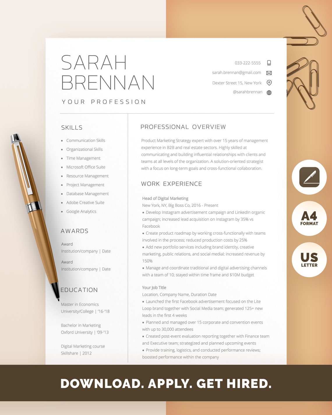 Apple Pages Resume Template Mac Pages Resume Template Pages Etsy