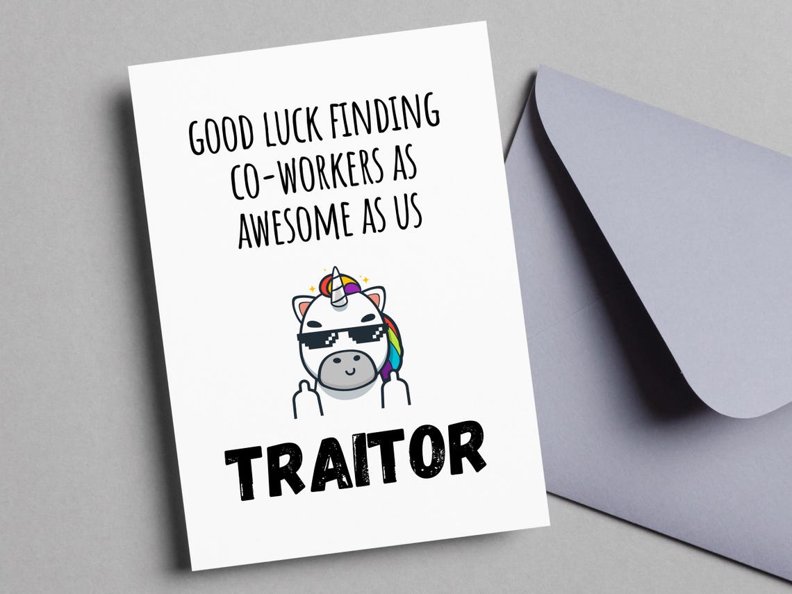 Printable Quitting Traitor Card, Sarcastic Coworker Leaving Card, Funny ...