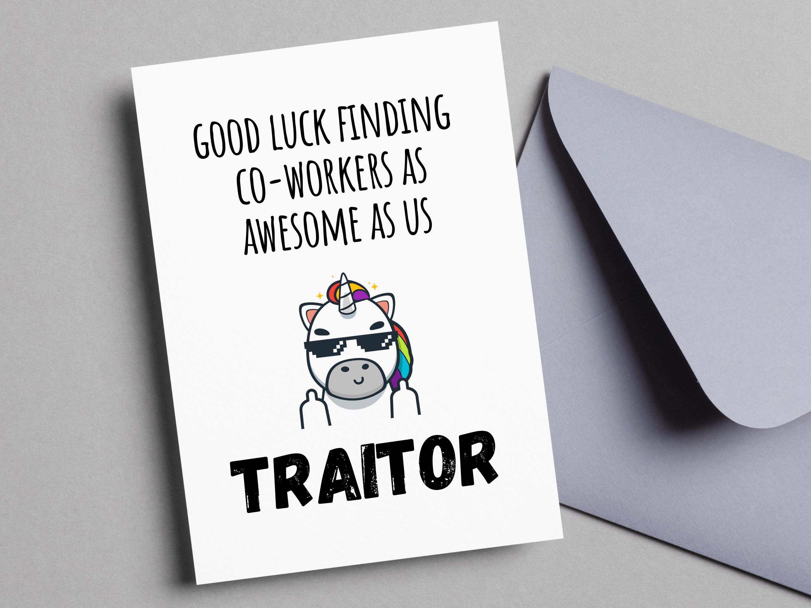 Printable Quitting Traitor Card, Sarcastic Coworker Leaving Card, Funny ...