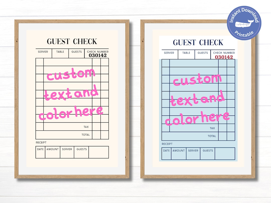 Custom Guest Check Printable, Preppy Wall Art, Trendy Wall Art, This ...