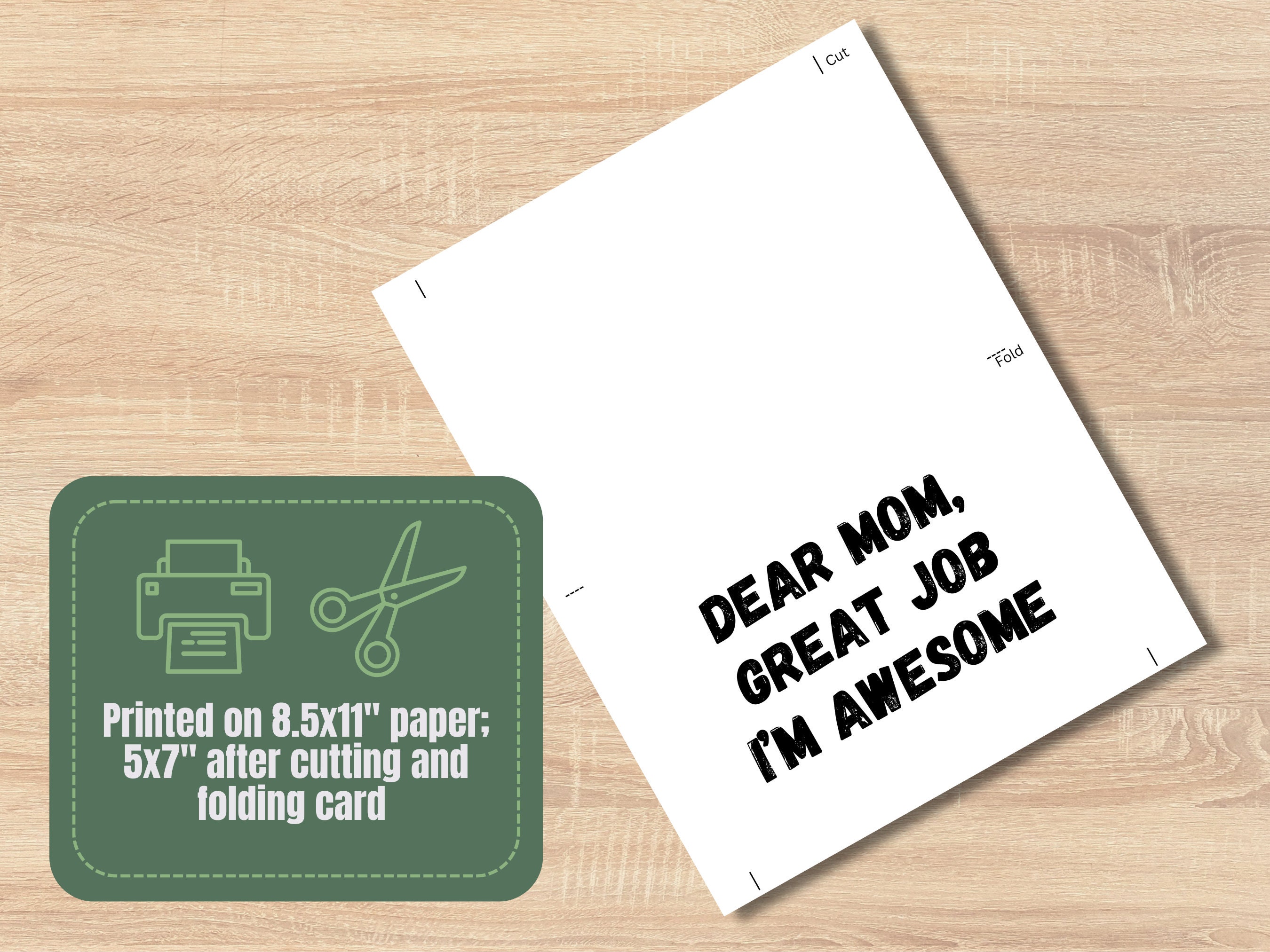 Printable Mother's Day Card, Funny Mother's Day Card, Dear Mom, Great ...