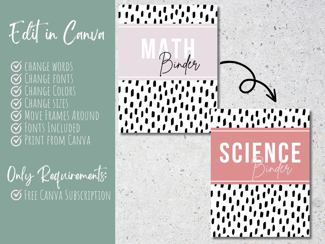 Editable and Printable Binder and Planner Covers, Custom School ...