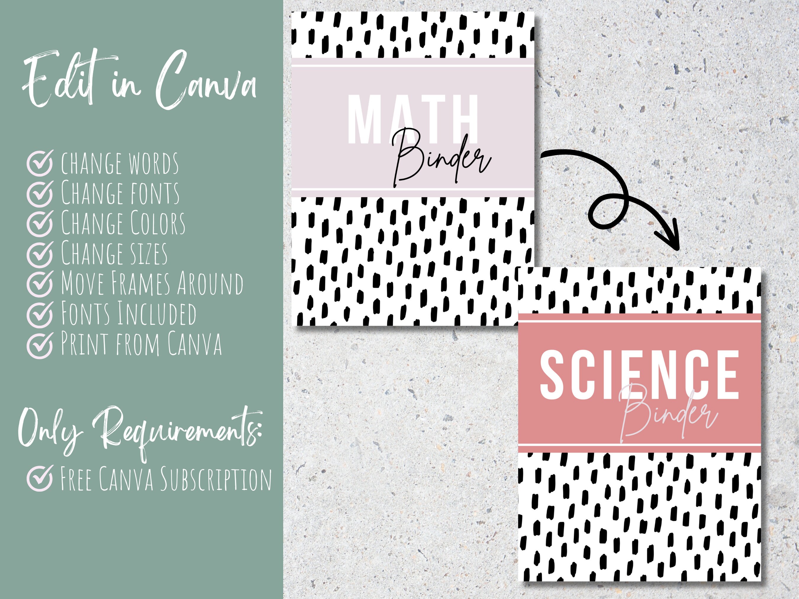 Editable and Printable Binder and Planner Covers, Custom School ...