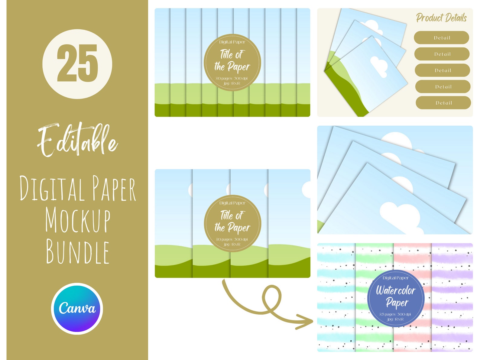 Editable Digital Paper Canva Template | Etsy Listing Mockup | Canva ...