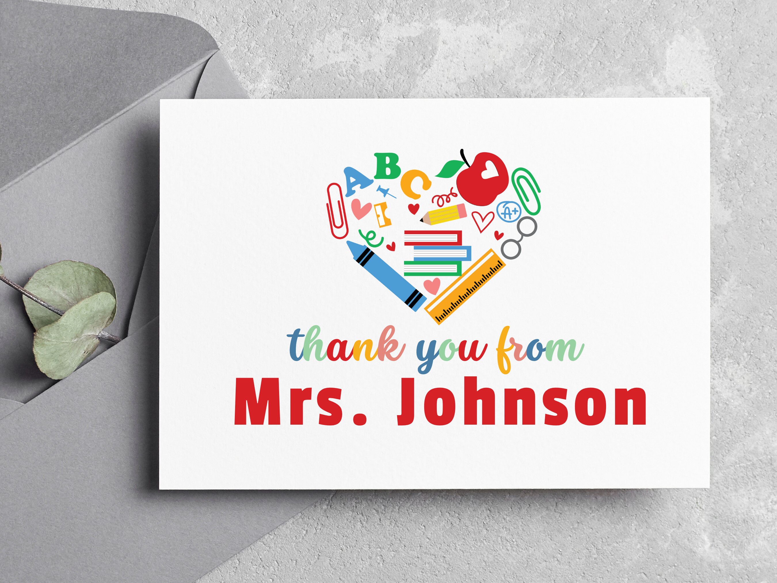 Personalized Teacher Thank You Card, Editable and Printable Thank You ...