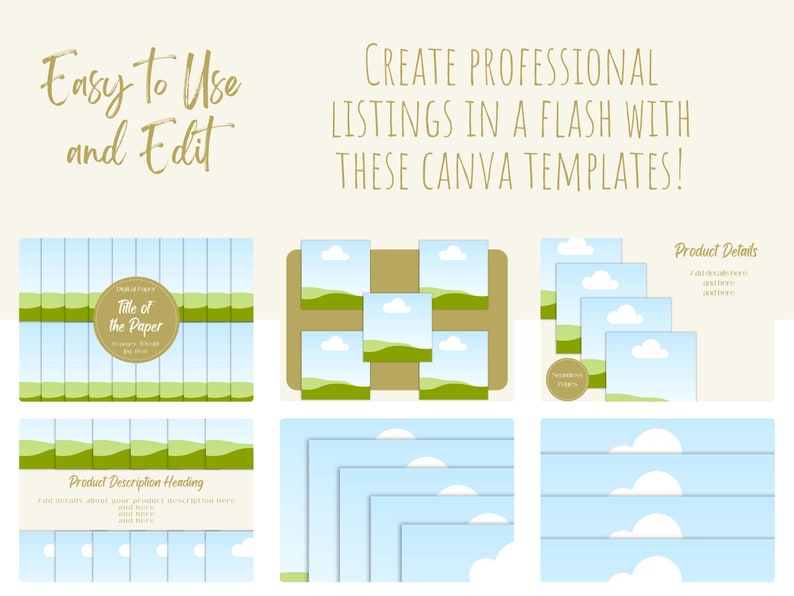 Editable Digital Paper Canva Template Etsy Listing Mockup - Etsy