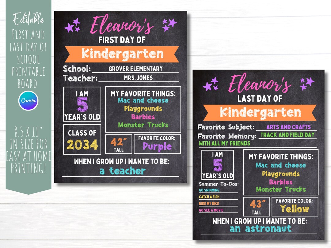 First Day of School Editable Sign, Back to School Printable, Last Day ...