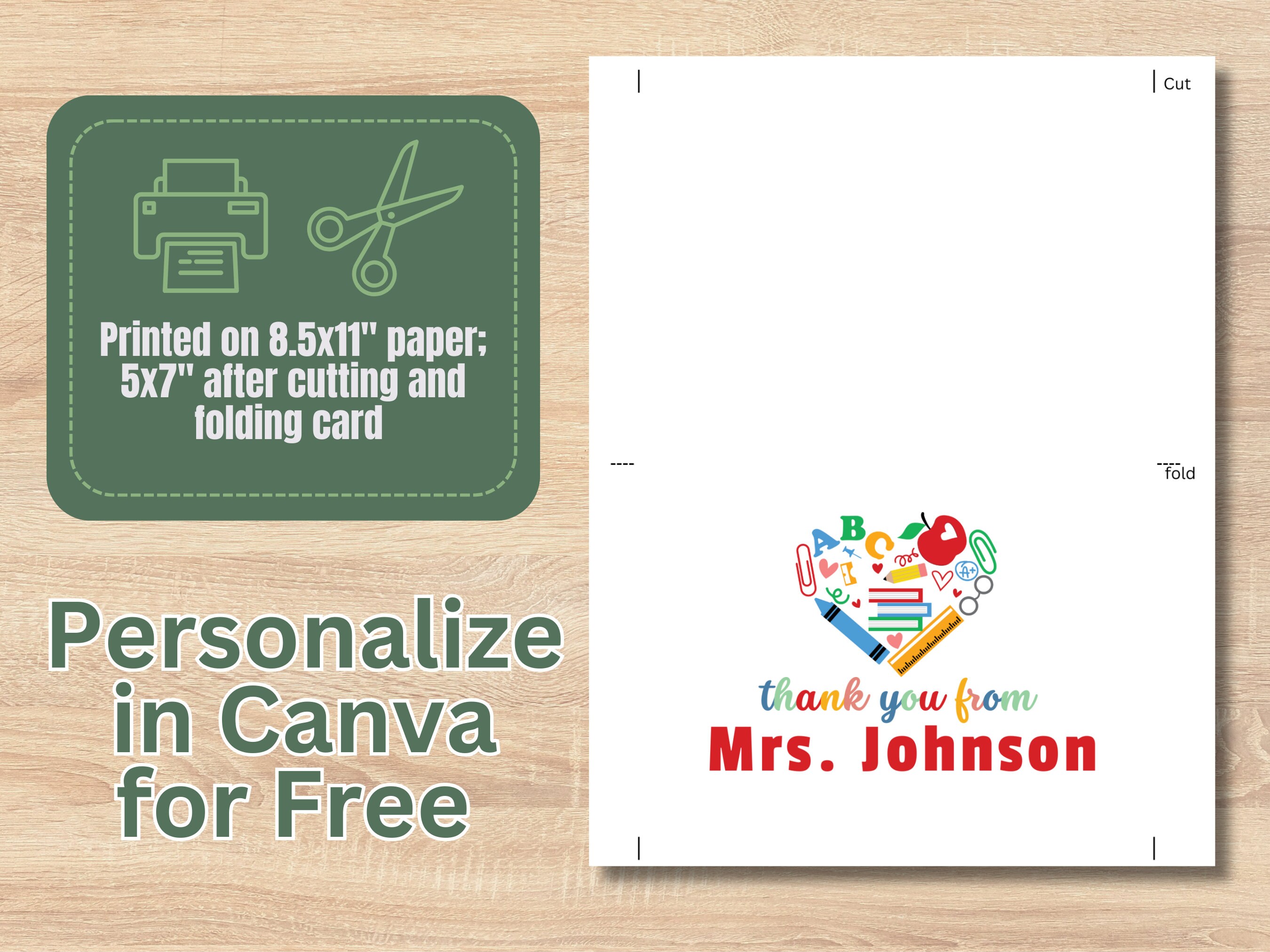 Personalized Teacher Thank You Card, Editable and Printable Thank You ...