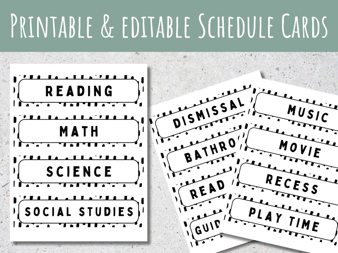 Printable Schedule Cards, School and Classroom Decor, Visual Daily ...
