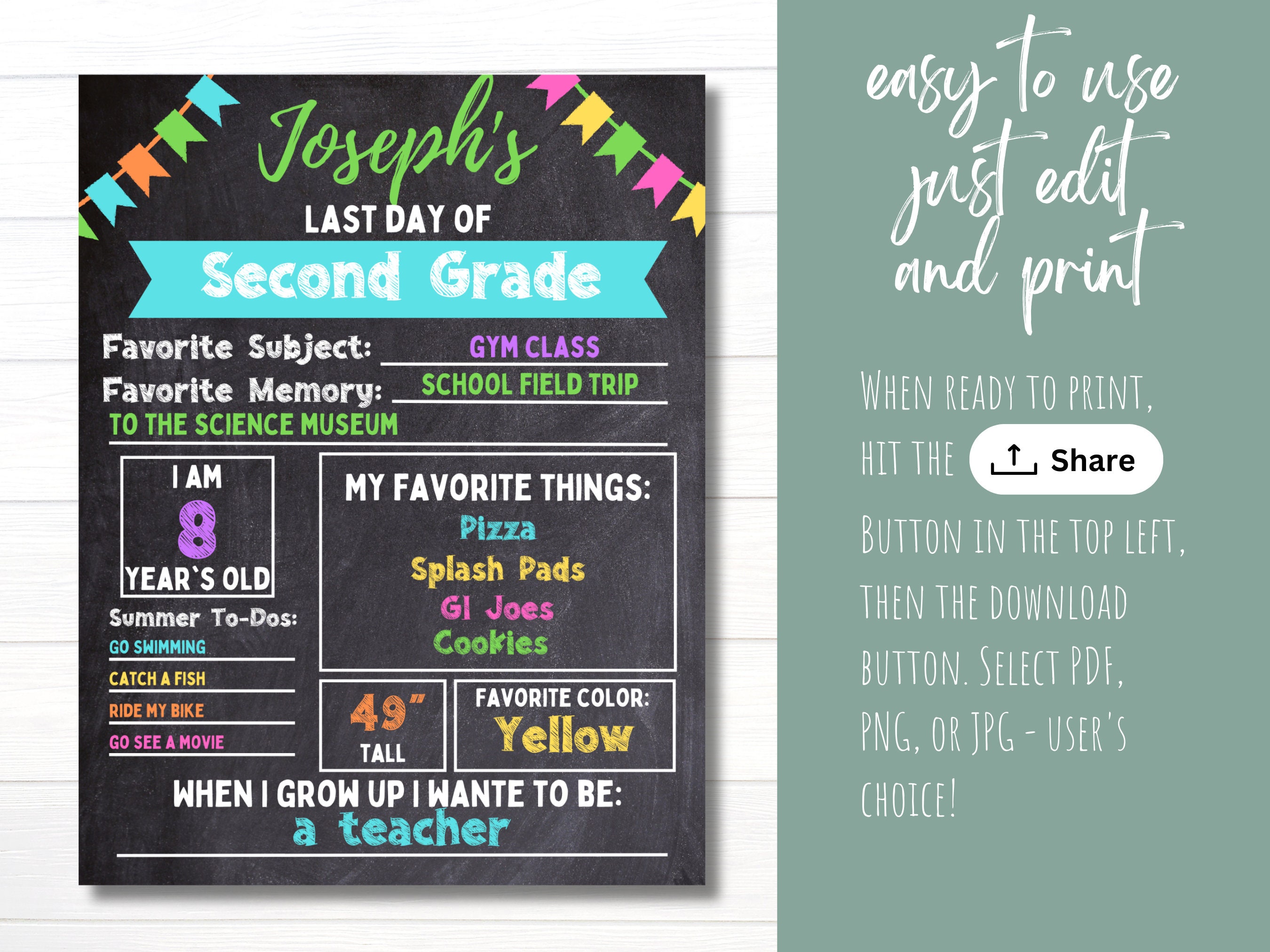 First Day of School Editable Sign, Back to School Printable, Last Day ...