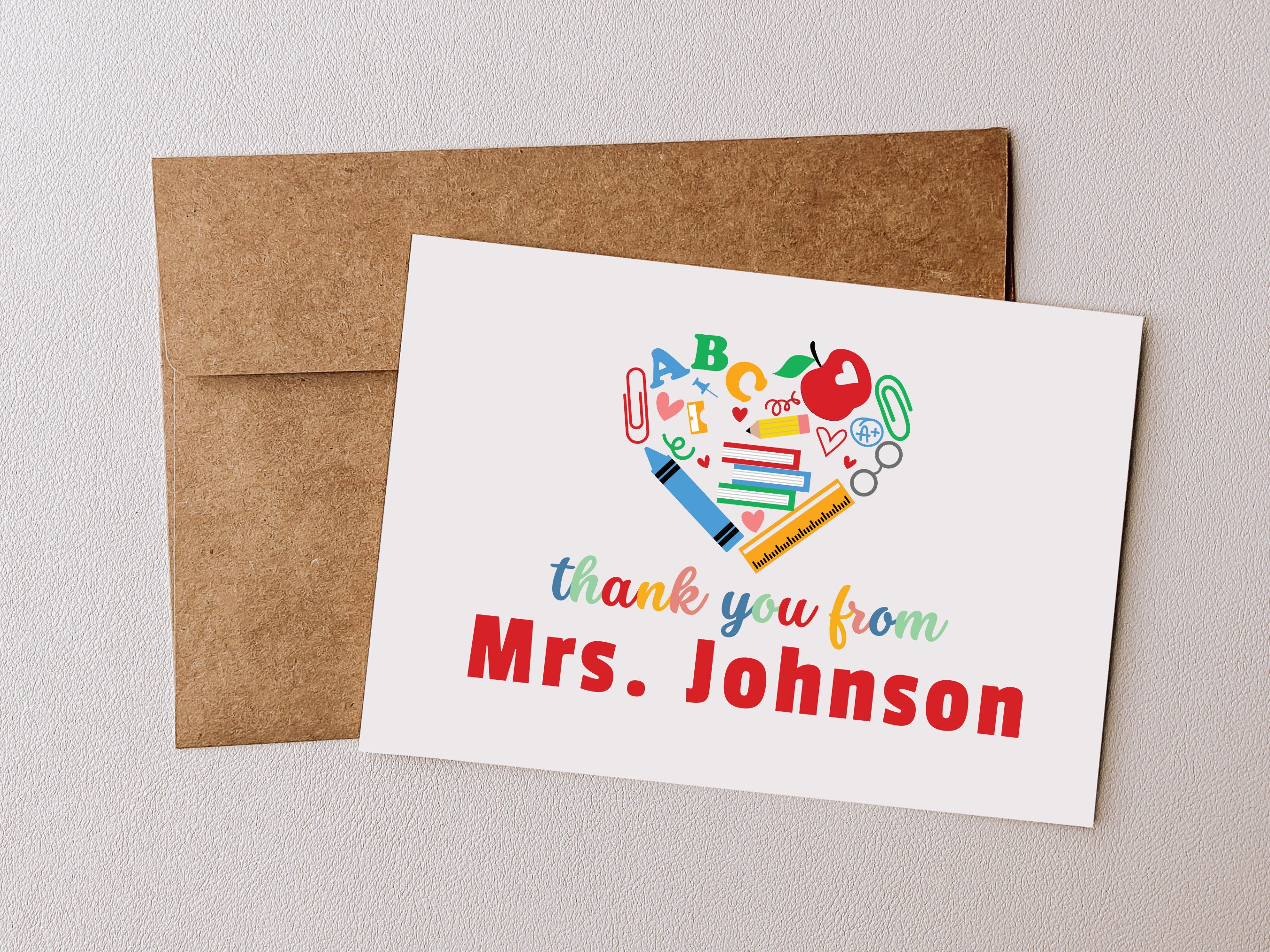 Personalized Teacher Thank You Card, Editable and Printable Thank You ...