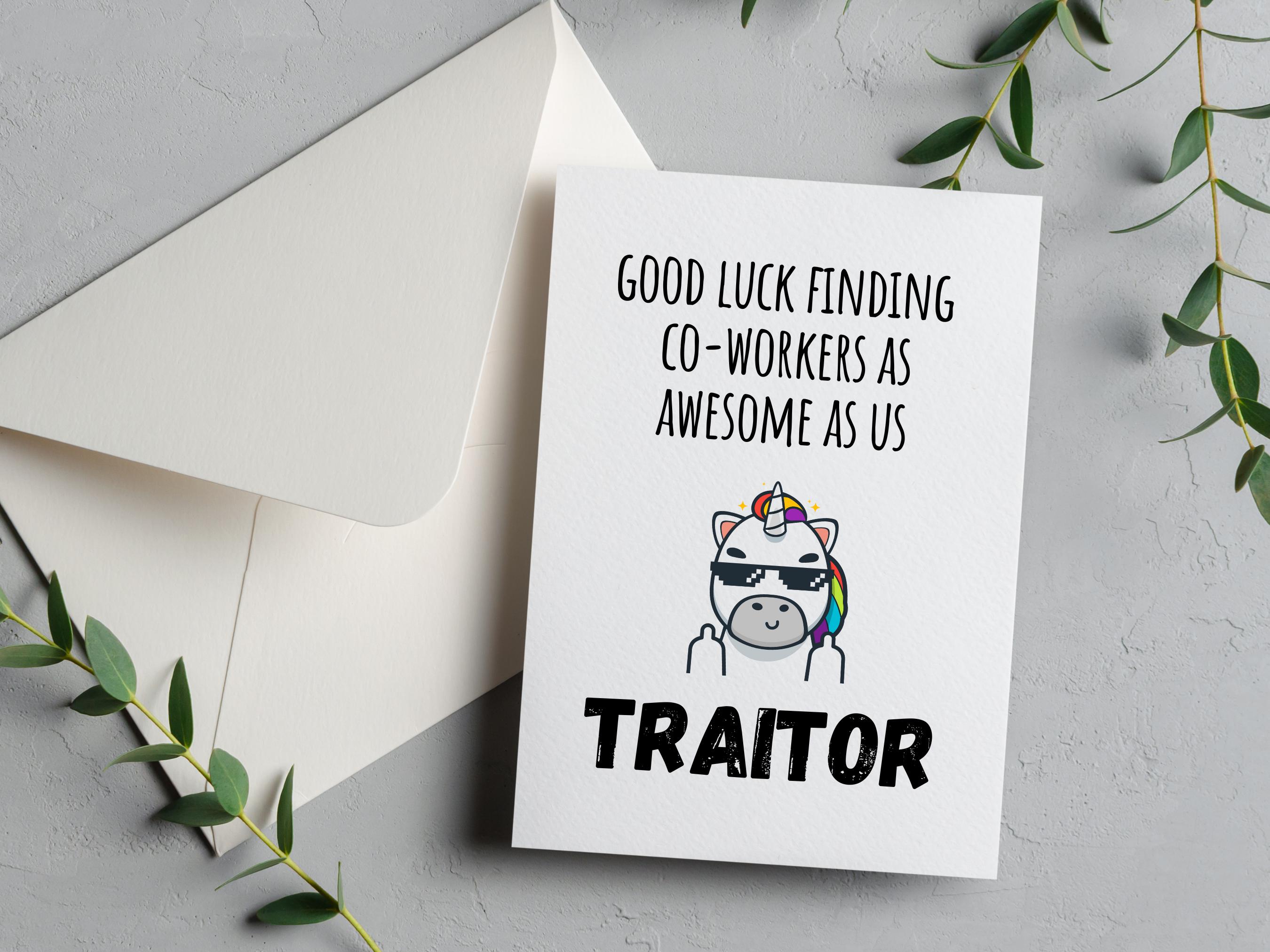 Printable Quitting Traitor Card, Sarcastic Coworker Leaving Card, Funny ...