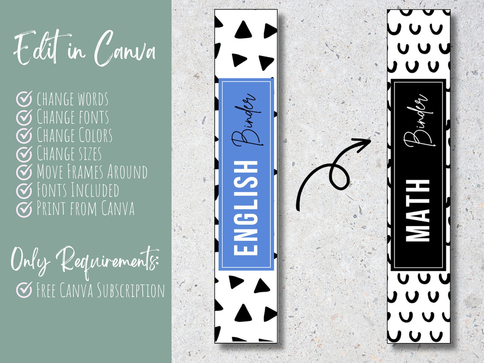 Editable and Printable Binder and Planner Covers, Custom School ...