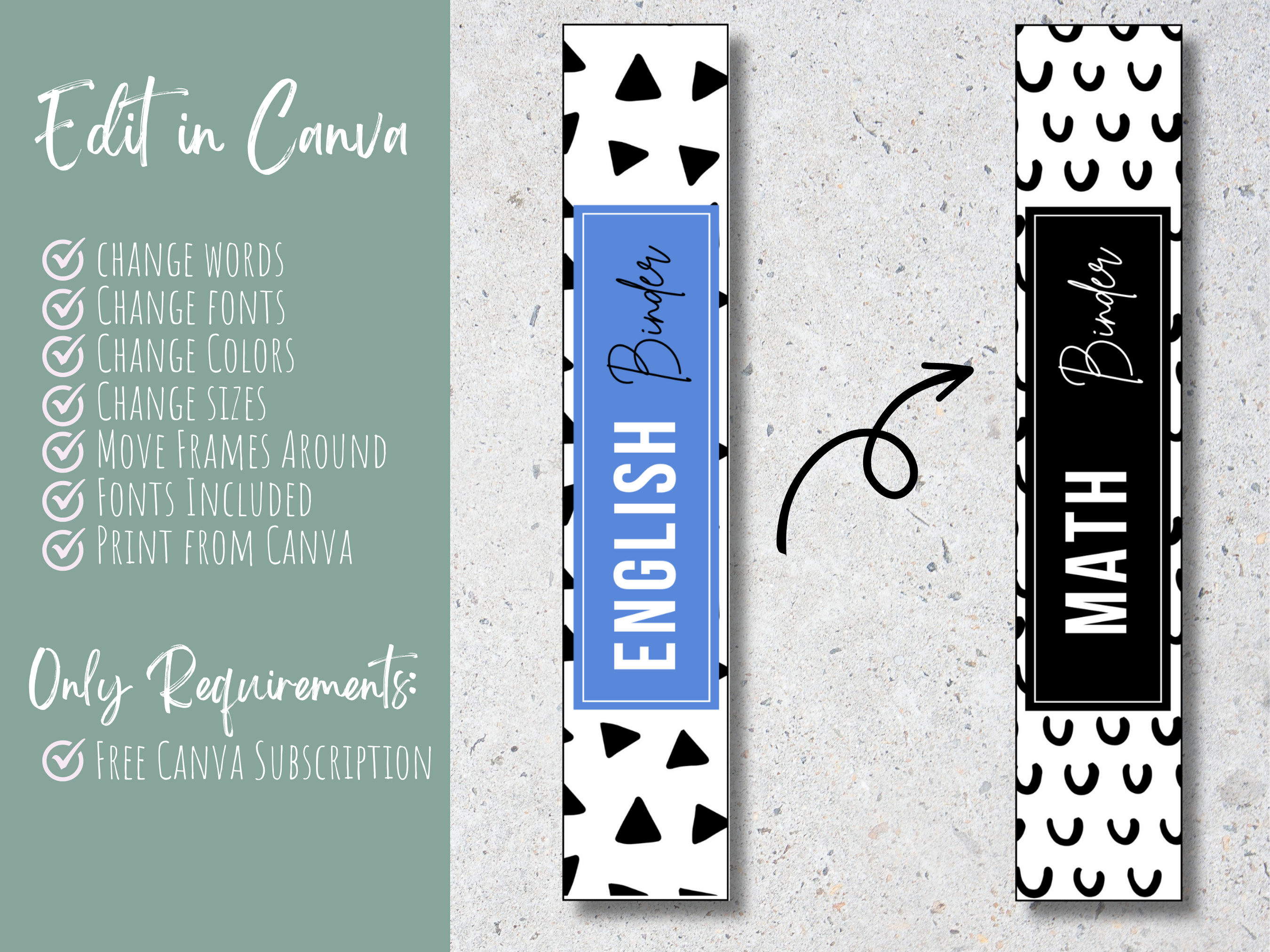 Editable and Printable Binder and Planner Covers, Custom School ...