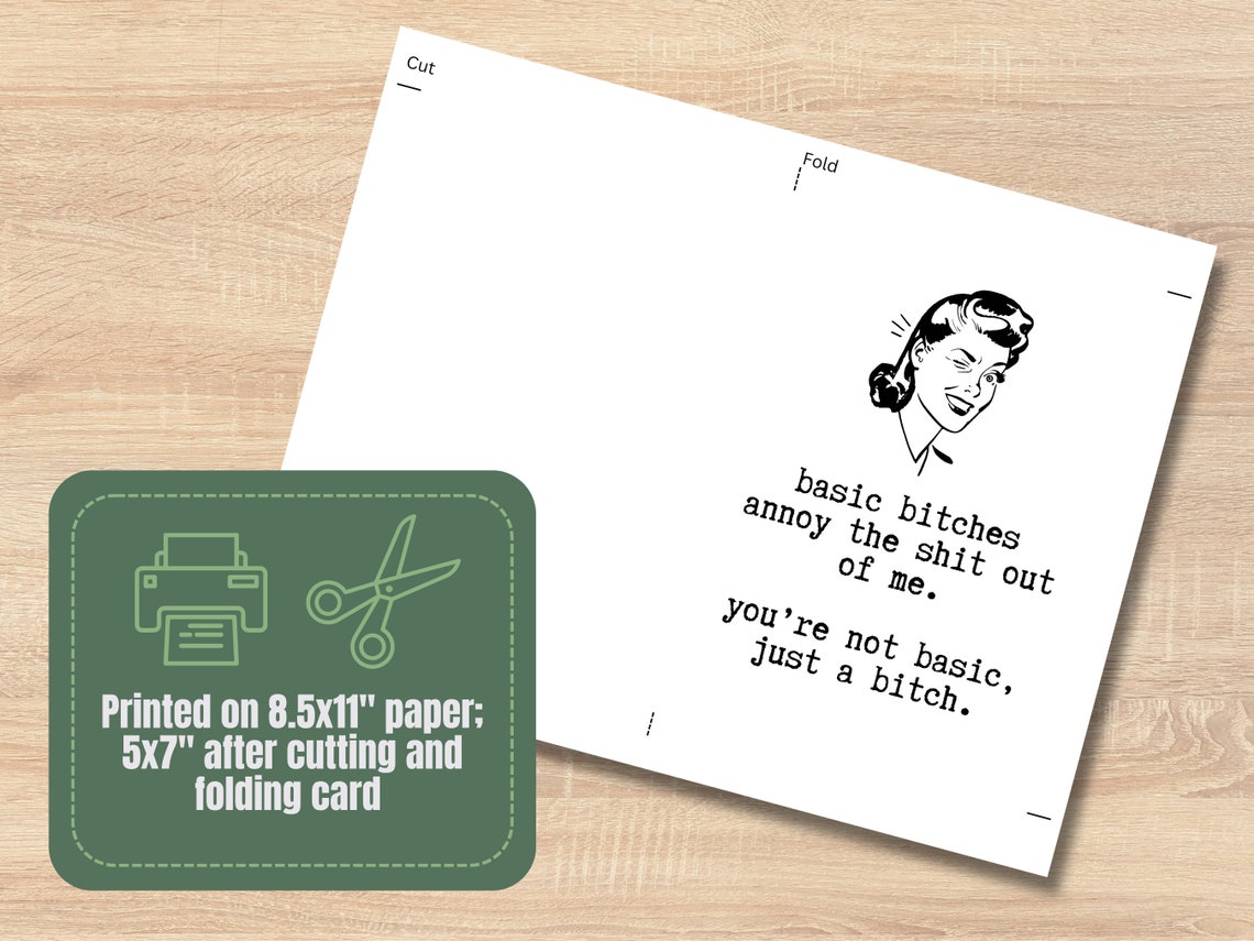 Sarcastic Printable Card, Basic Printable Card, Funny Card for Friend ...