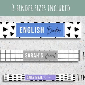 Editable and Printable Binder and Planner Covers, Custom School ...