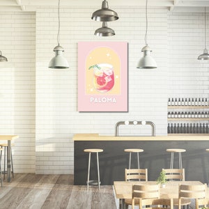 Paloma Cocktail Printable, Classic Kitchen Art, Colorful Retro Download ...