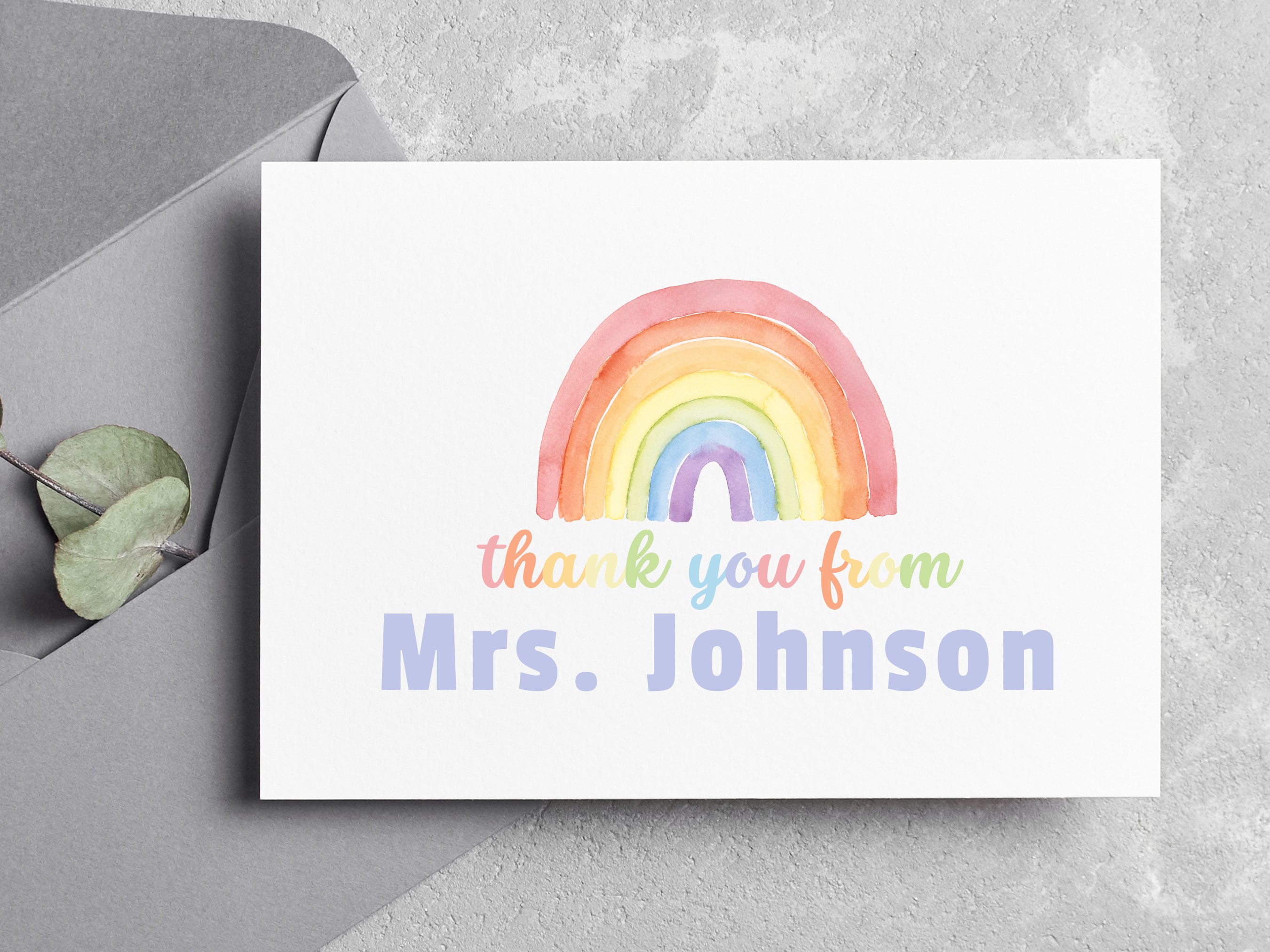Personalized Teacher Thank You Card, Editable and Printable Thank You ...