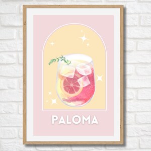 Paloma Cocktail Printable, Classic Kitchen Art, Colorful Retro Download ...