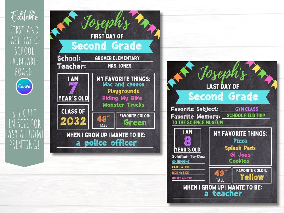 First Day of School Editable Sign, Back to School Printable, Last Day ...