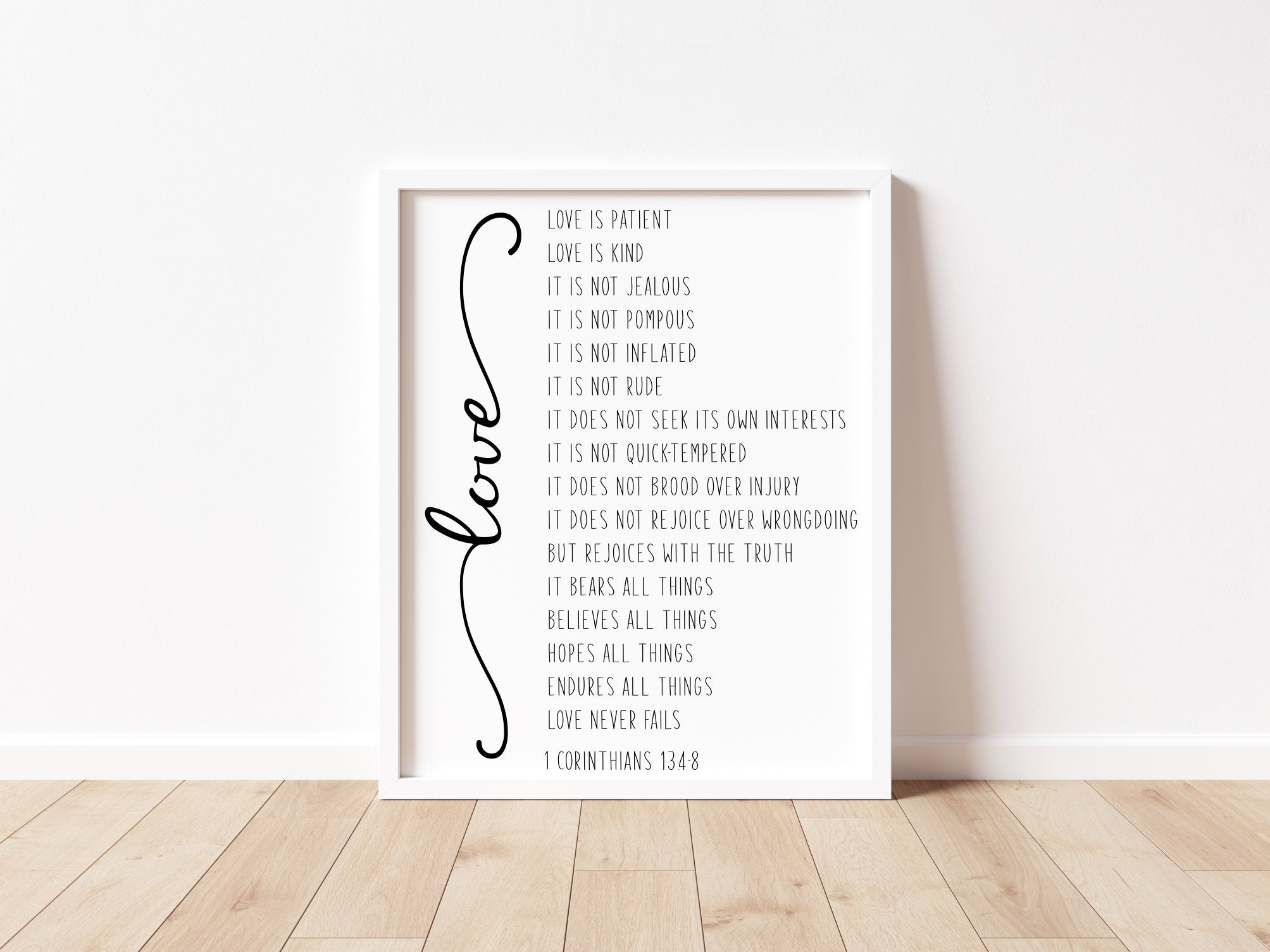 Love is Patient Printable in Five Print Sizes, Corinthians 13:4-8 ...