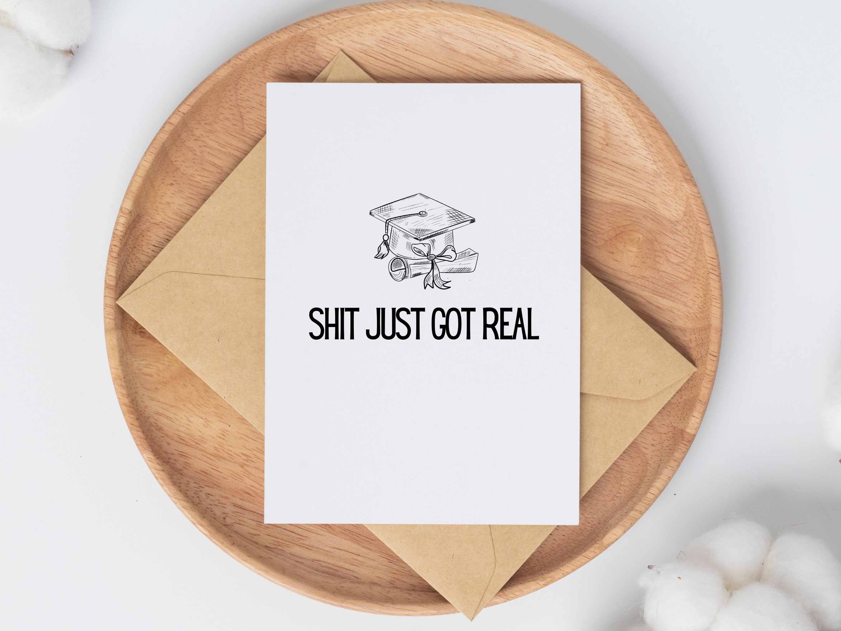 Printable Graduation Card, Shit Just Got Real Grad Card, High School ...