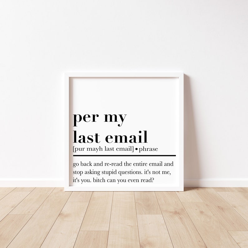 Per My Last Email Definition Printable in Five Print Sizes, Office Wall ...
