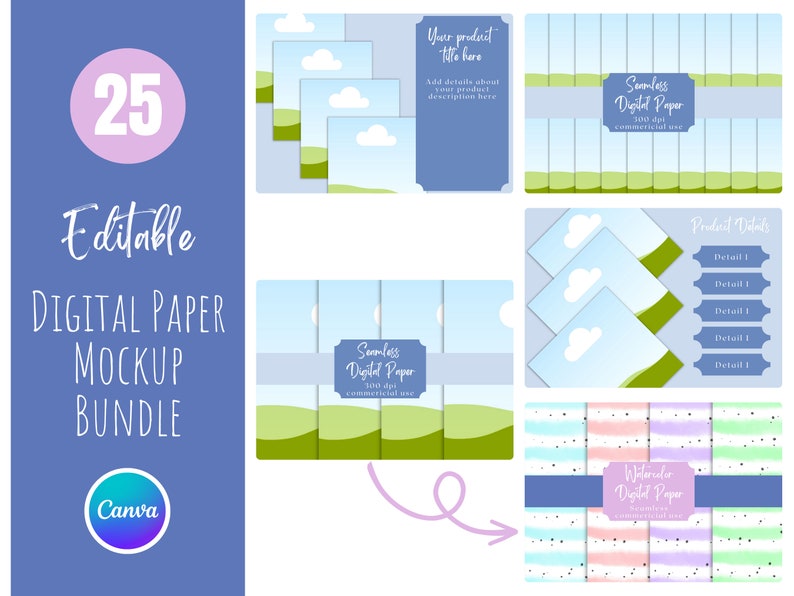 Digital Paper Mockup | Editable Listing Mockup | Canva Template | Canva ...
