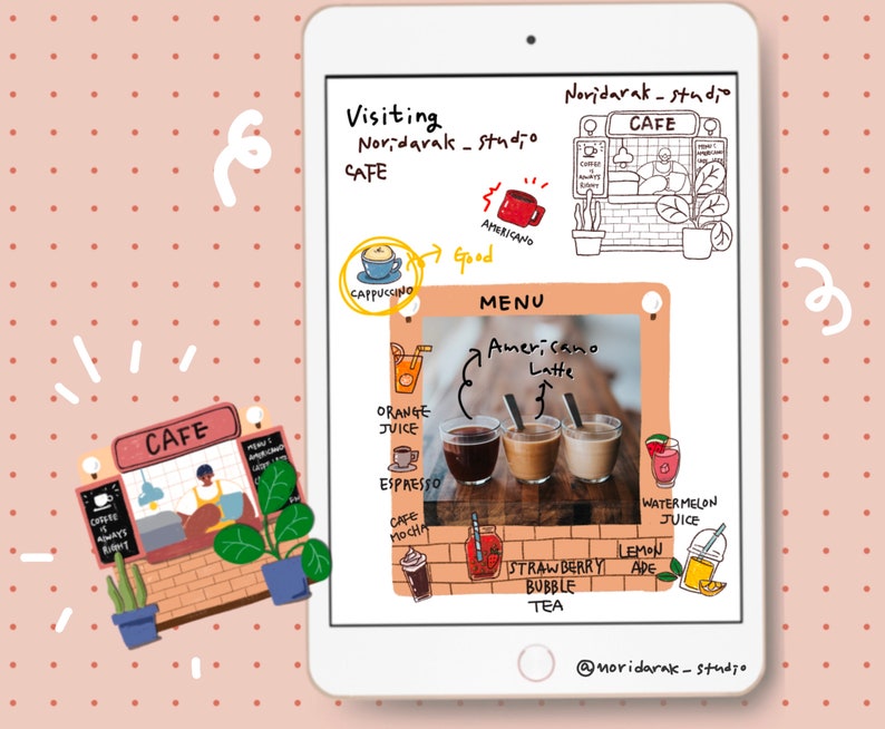 Cafe Life Digital Stickers for Goodnotes Hand Drawn Coffee - Etsy