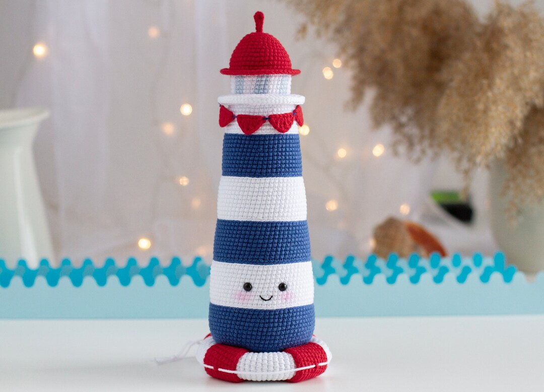 Lighthouse PDF Crochet Pattern. Cute Lighthouse With White and Navy ...