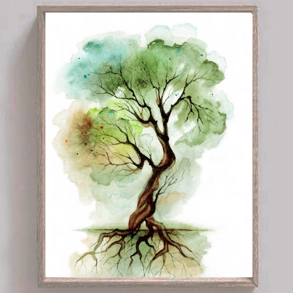 Watercolor Tree Art - Etsy