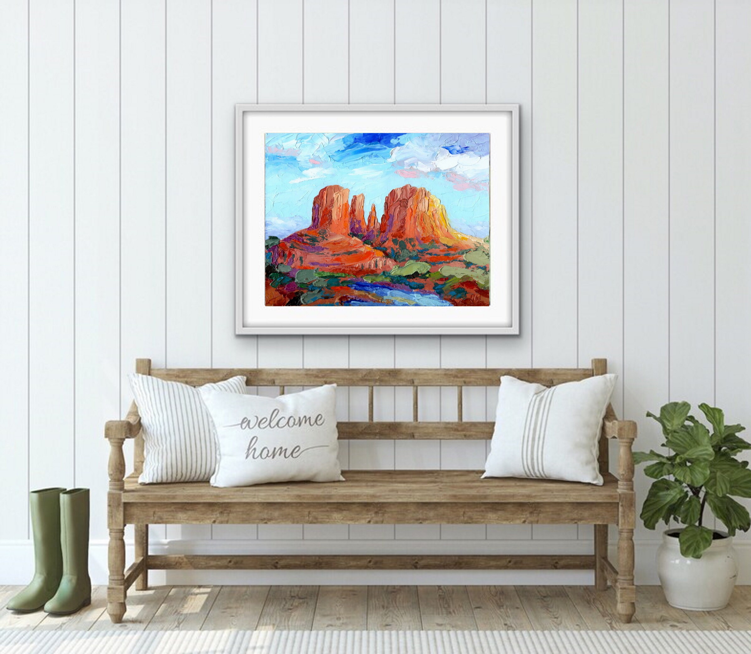Sedona Painting Cathedral Rock Art Print Arizona Art Farmhouse Wall Art ...