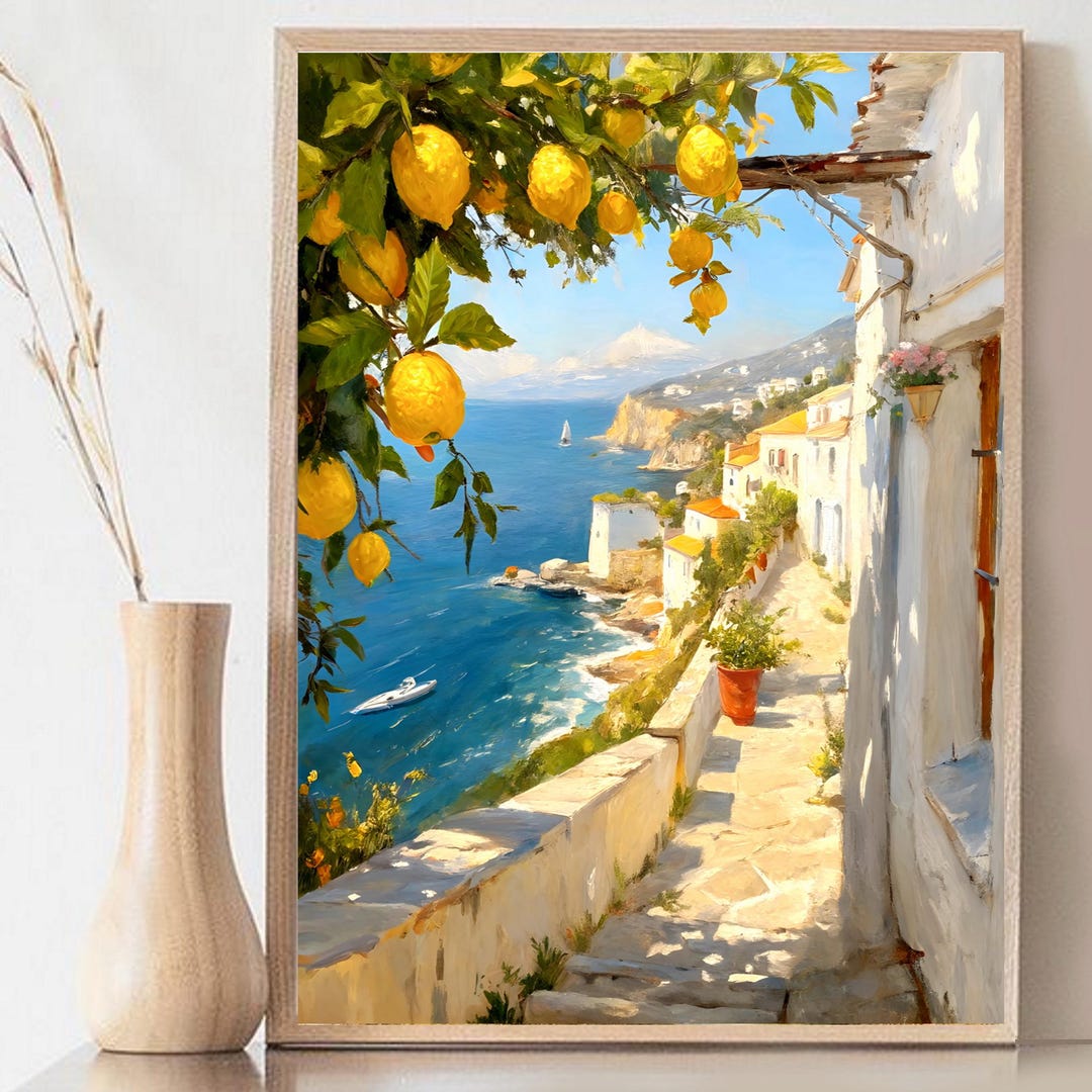 Lemon Tree Painting Positano Art Print Mediterranean Wall Art Travel ...