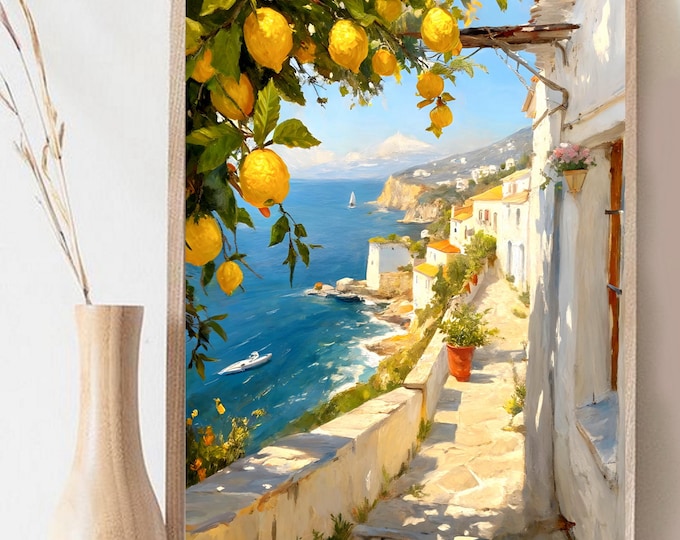 Lemon Tree Painting Positano Art Print Mediterranean Wall Art Travel ...