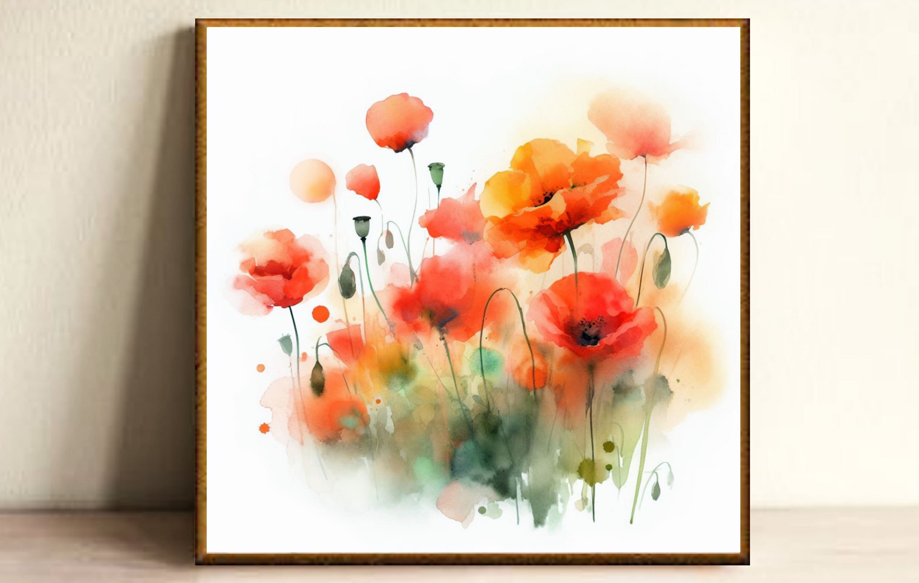 Poppy Watercolor Wildflowers Painting Flowers Wall Art Poppy Art Print ...