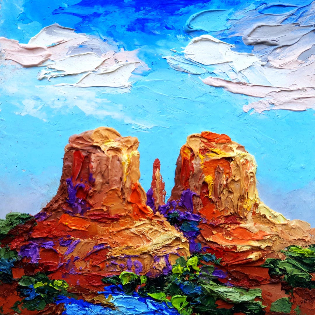 Sedona Painting Original Textured Art Cathedral Rock Impasto Oil ...