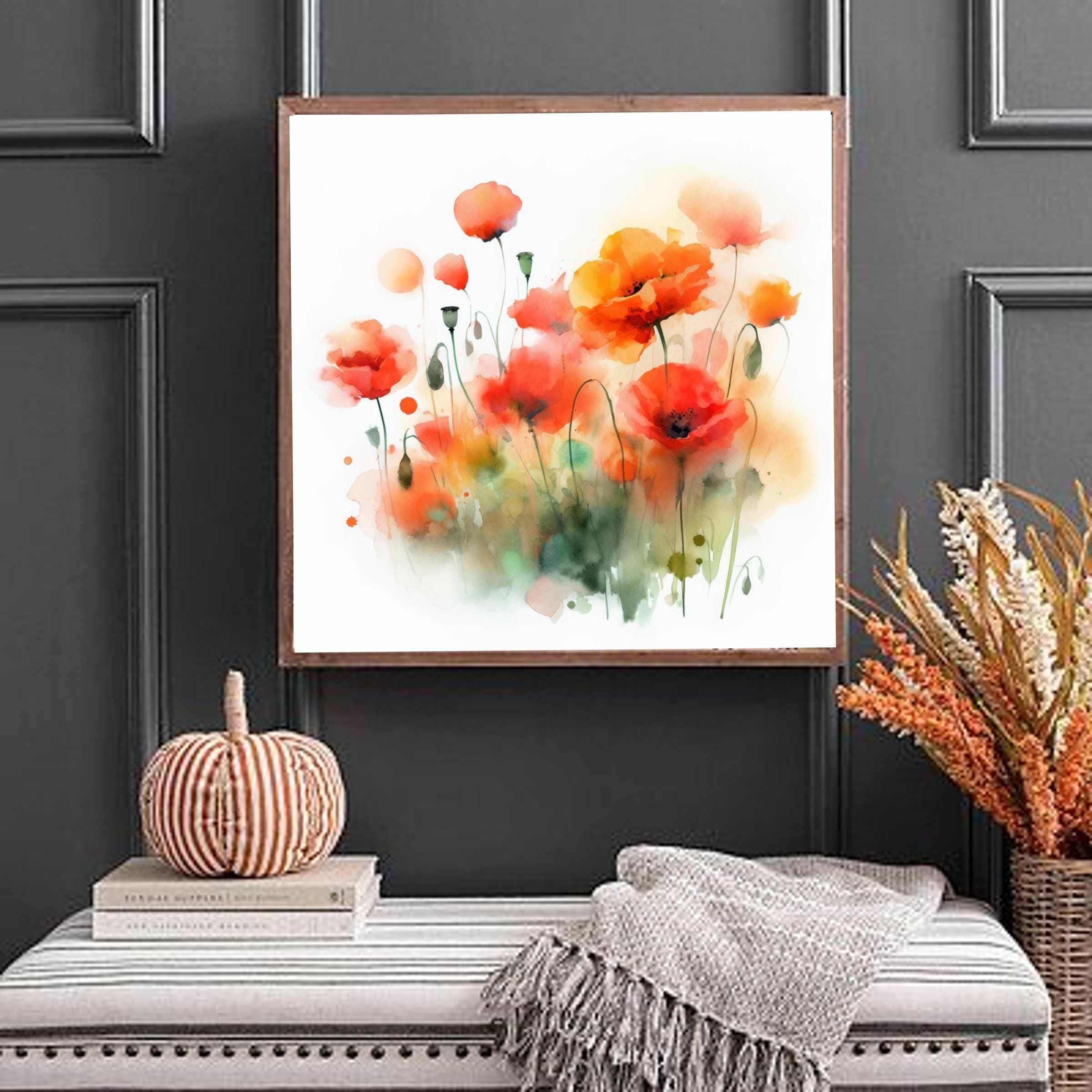 Poppy Watercolor Wildflowers Painting Flowers Wall Art Poppy Art Print ...