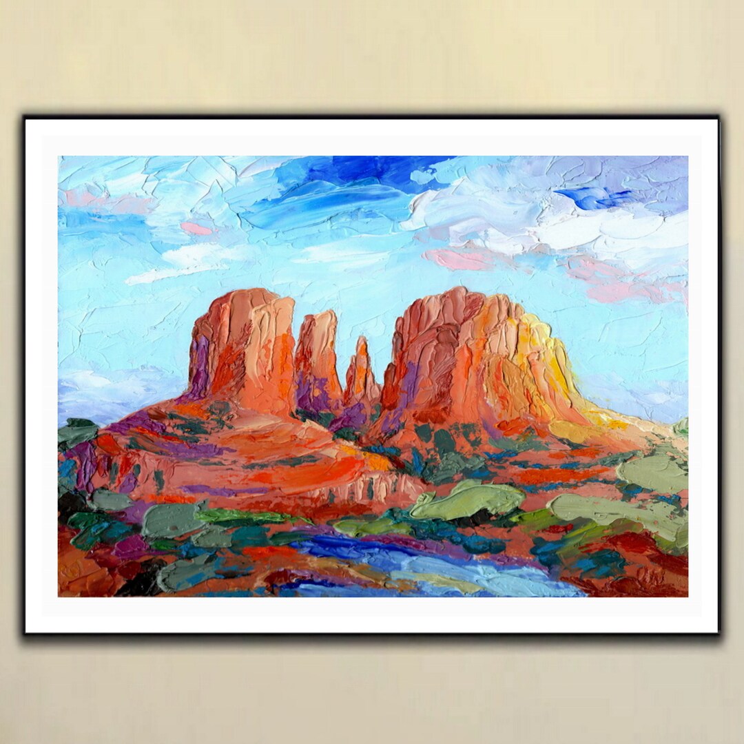 Sedona Painting Cathedral Rock Art Print Arizona Art Farmhouse Wall Art ...