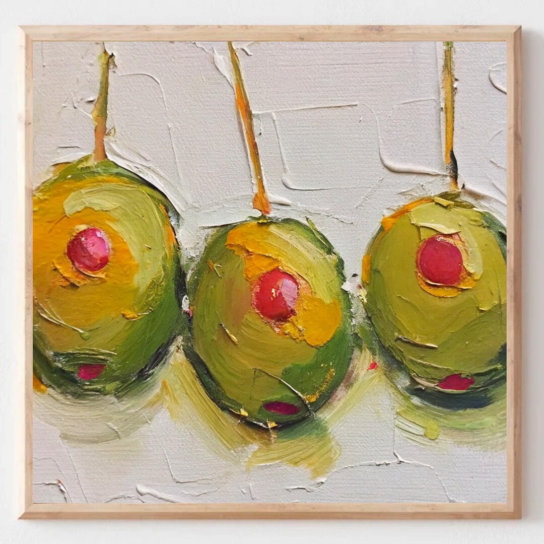 Cocktail Olives Oil Painting Olive Art Minimalist Wall Art Trendy ...