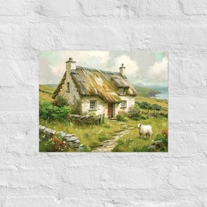 Irish Cottage Art Print Connemara Painting Ireland Landscape Poster ...