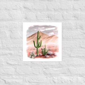 Saguaro Watercolor Painting Desert Landscape Farmhouse Wall Art Cactus ...
