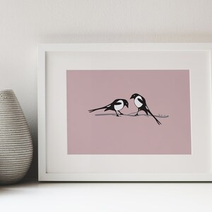 Two for Joy - Magpie Nursery Print | Twin Baby Print | Grey, Blue or ...