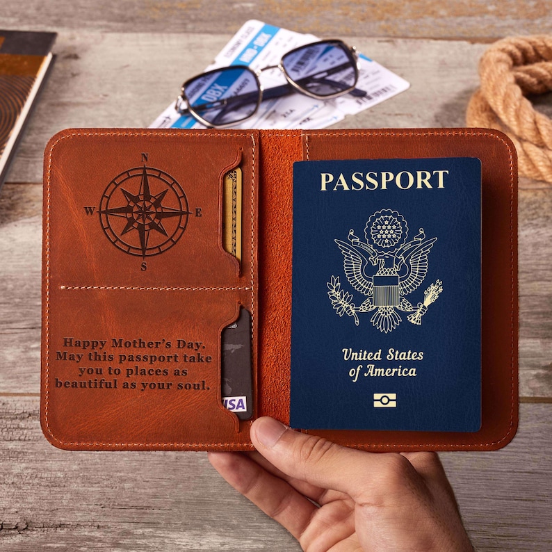 Custom Leather Passport Cover: Personalized Holiday Travel Gift - Etsy