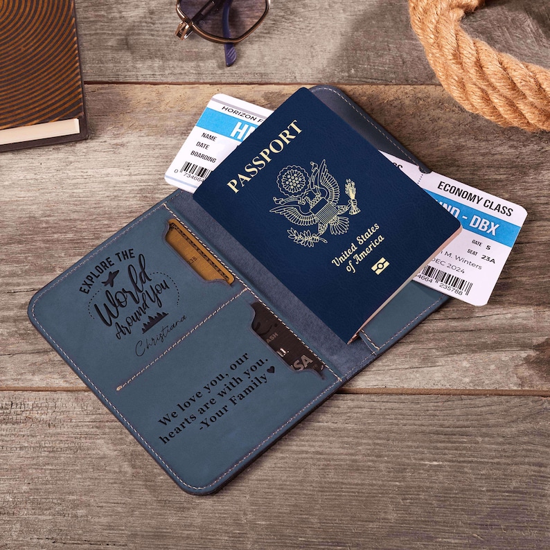 Personalized Leather Passport Cover: Custom Engraved Travel Wallet Gift ...