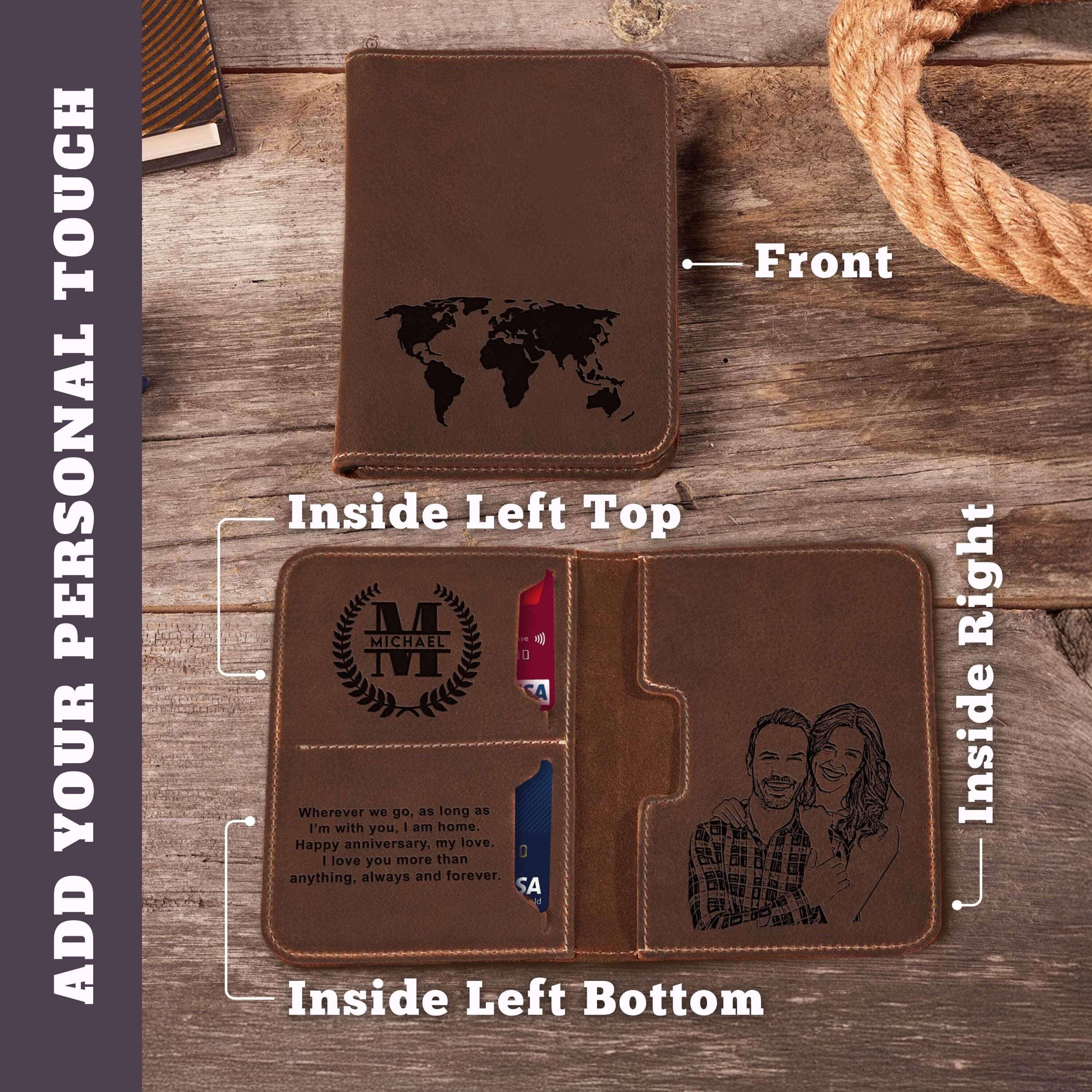 Custom Leather Passport Cover: Personalized Holiday Travel Gift - Etsy