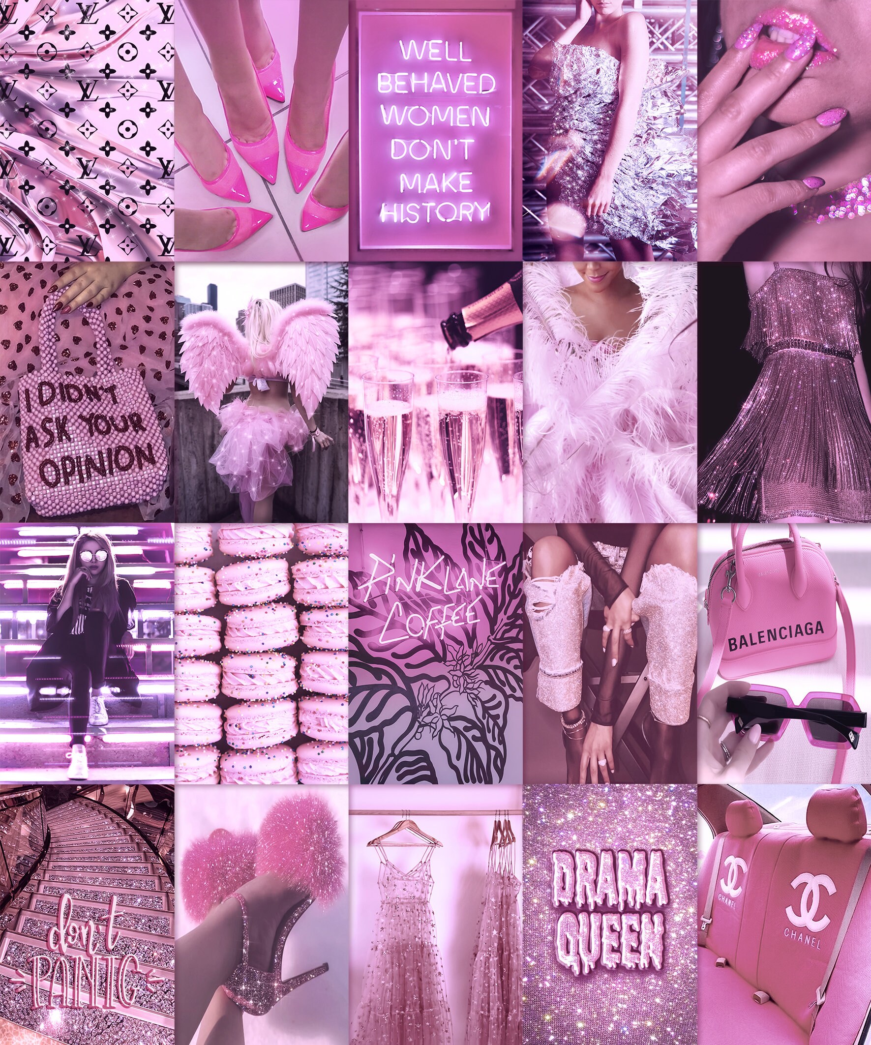 70 PCS Boujee Pink Aesthetic Photo Collage Kit Baddie Room Decor Teen ...