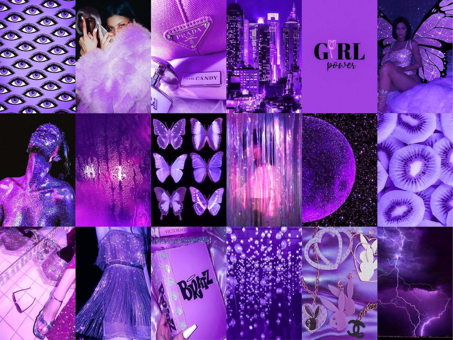 110 PCS Euphoria Aesthetic Photo Collage Kit Boujee Purple - Etsy