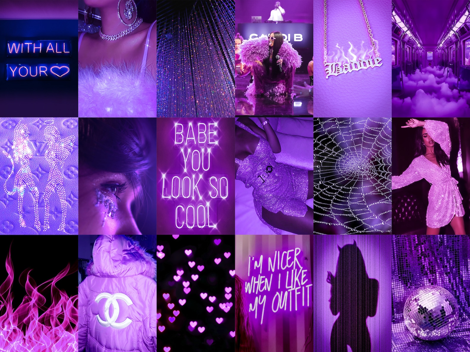 110 PCS Euphoria Aesthetic Photo Collage Kit Boujee Purple - Etsy